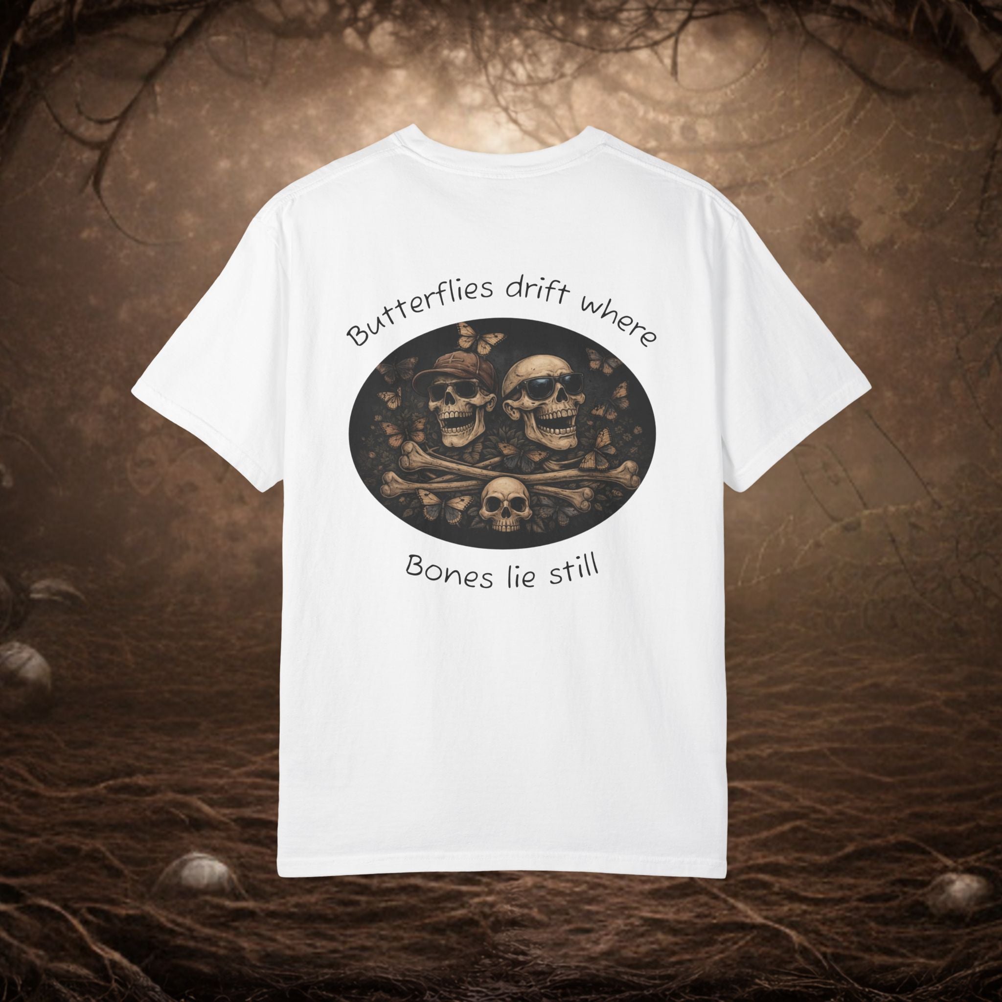 'Butterflies Drift Where Bones Lie Still' Graphic Tee – Maples Bone Yard